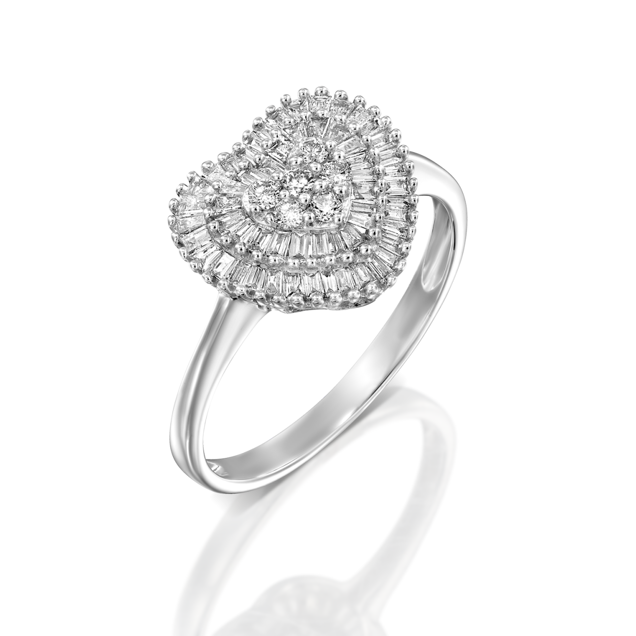 Designed Heart Diamond Ring - Israel Diamond Center