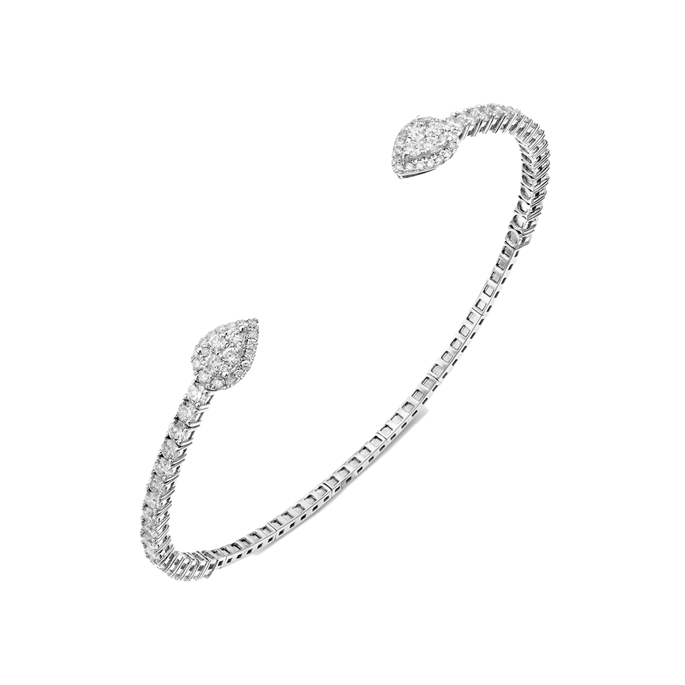 Bangle Diamond Bracelet in18K White Gold - Israel Diamond Center