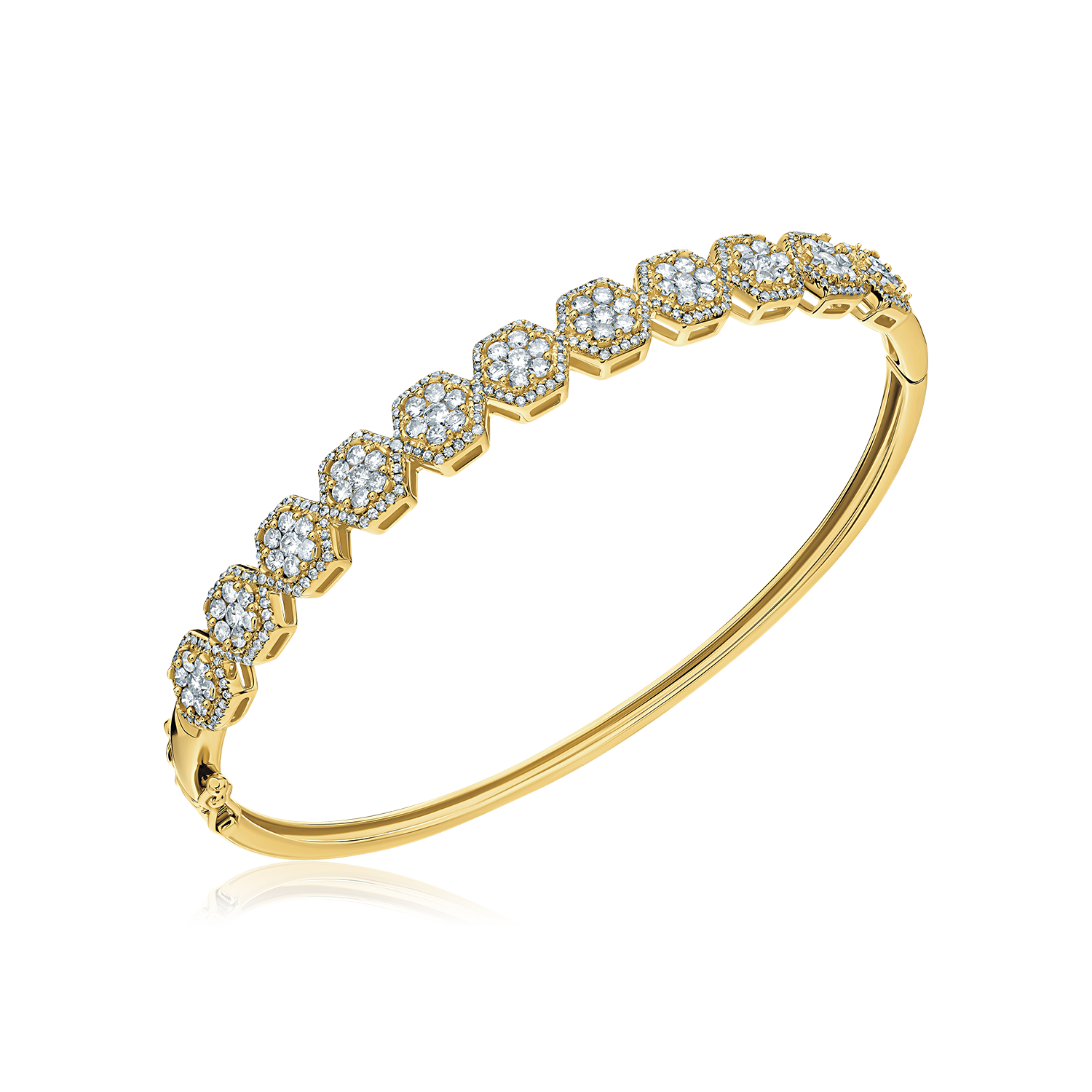 Bangle Diamond Bracelet in 18K Yellow Gold - Israel Diamond Center