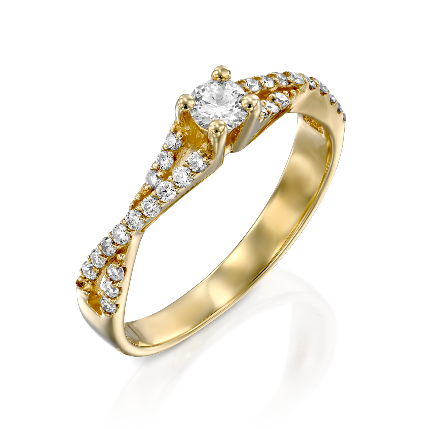 Diamond Engagement Ring in Yellow Gold - Israel Diamond Center