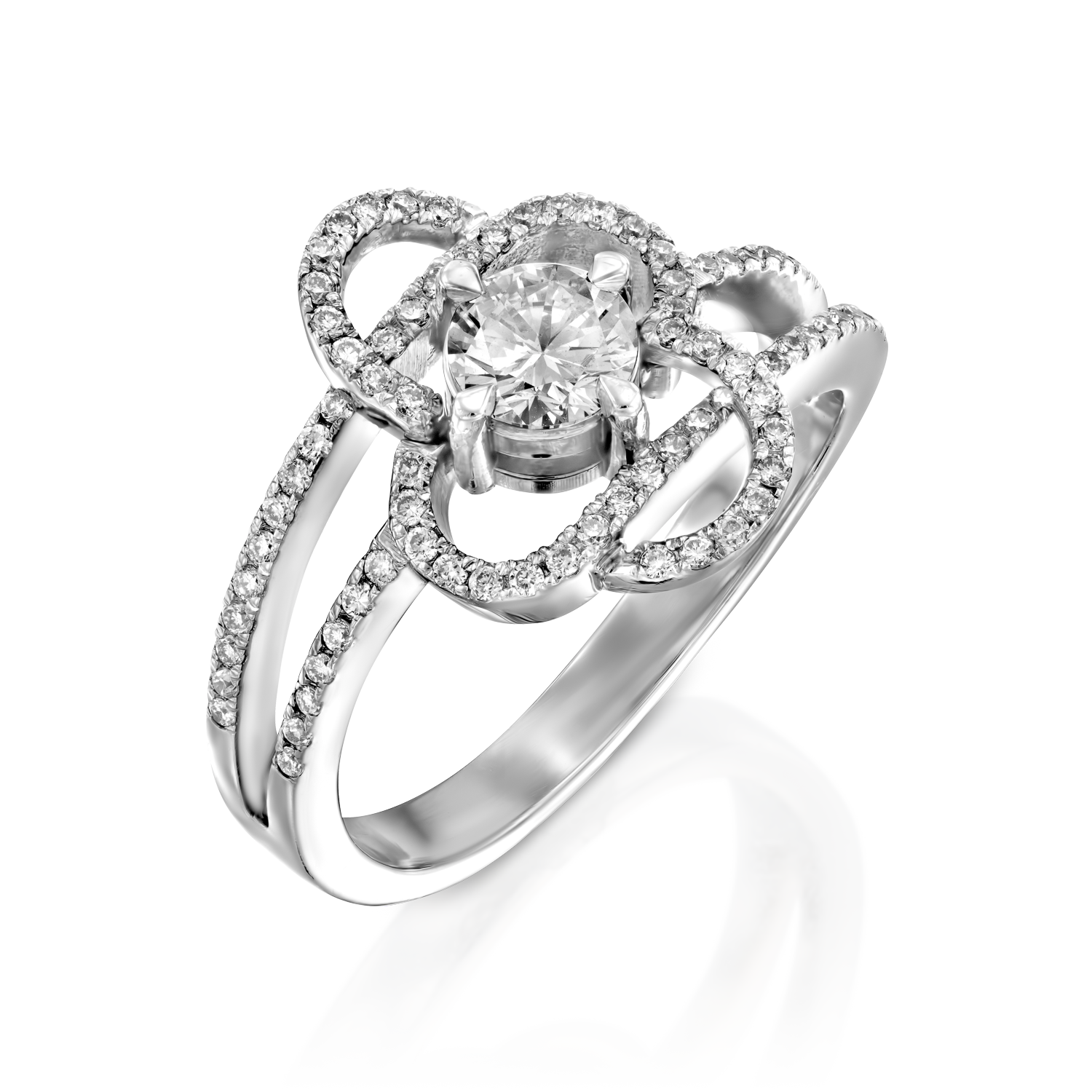 White gold and diamond engagement ring - Israel Diamond Center